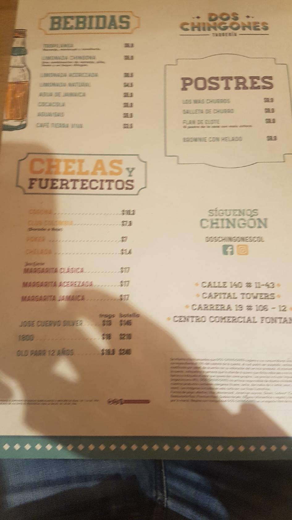 Carta del restaurante Dos Chingones Taquería, El Canelon