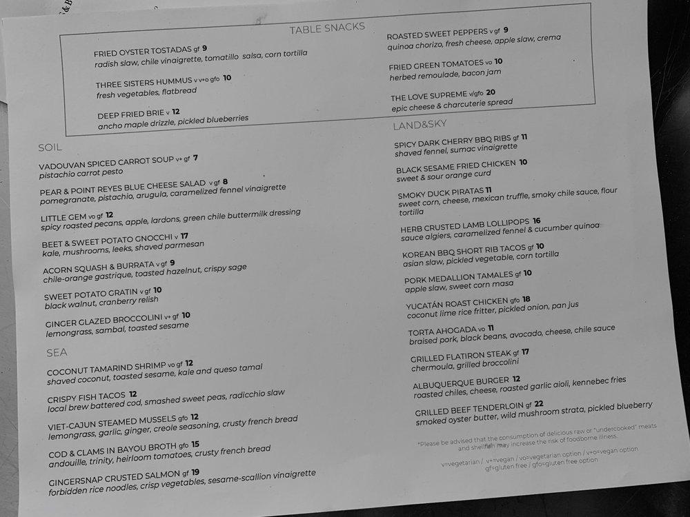 Menu at Duet pub & bar, Tulsa