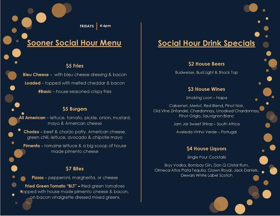 Menu at Jan Marie and Richard J. Crawford University Club, Norman