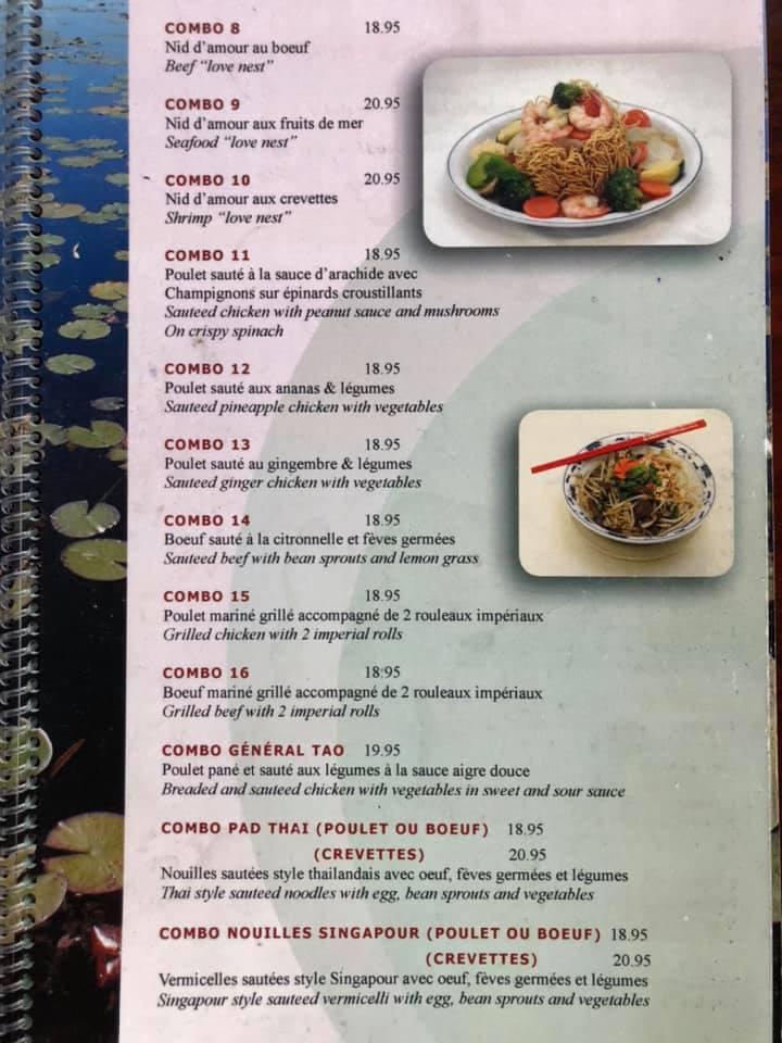 Menu au Le Lotus restaurant, Châteauguay