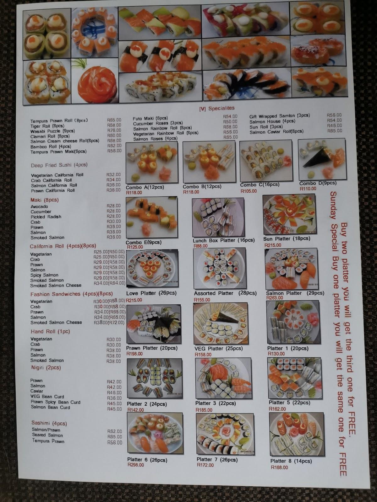 Menu at Ming Chinese Take Away And Sushi Bar, Centurion