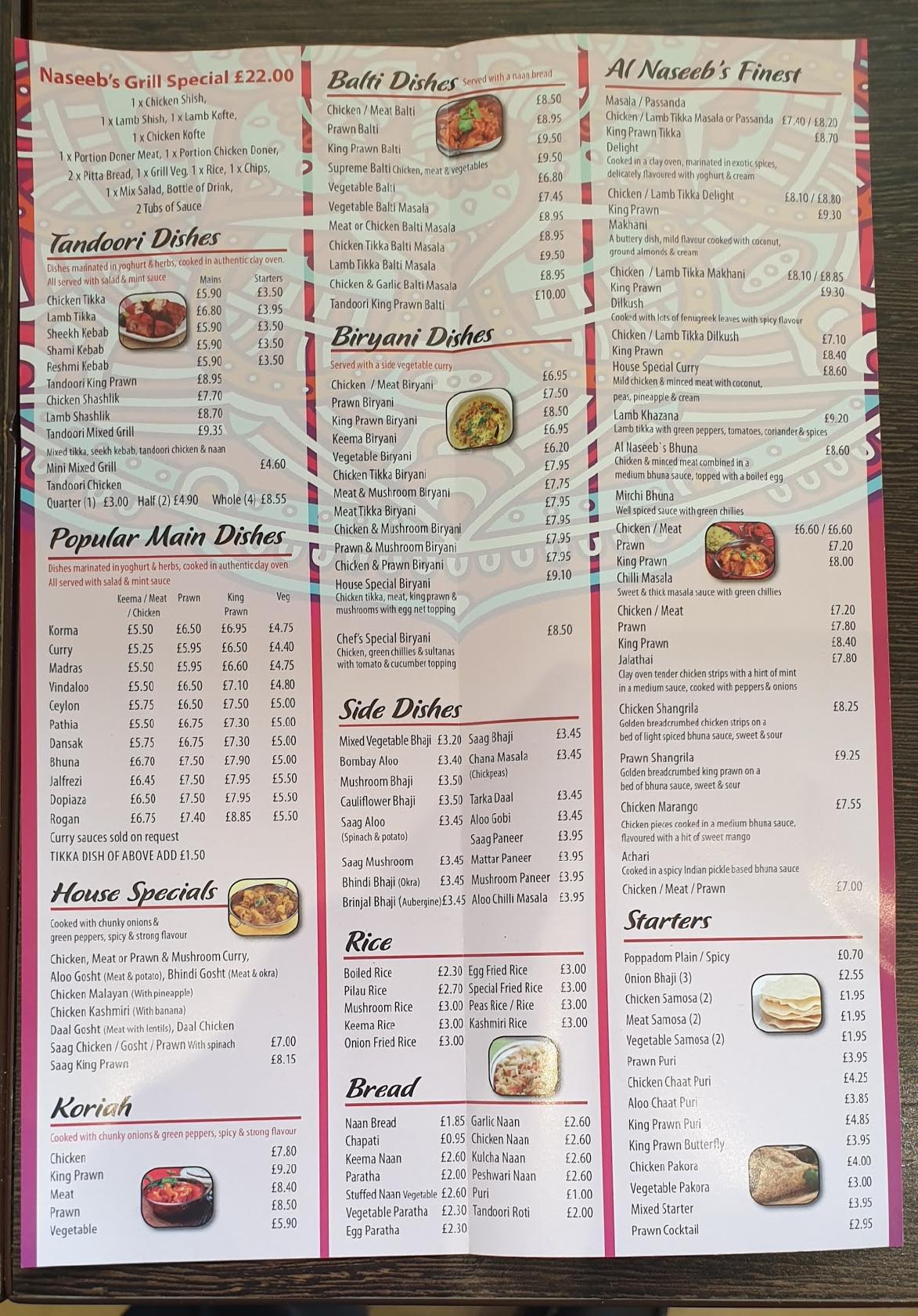 Menu at Al Naseeb Crawley restaurant, Crawley