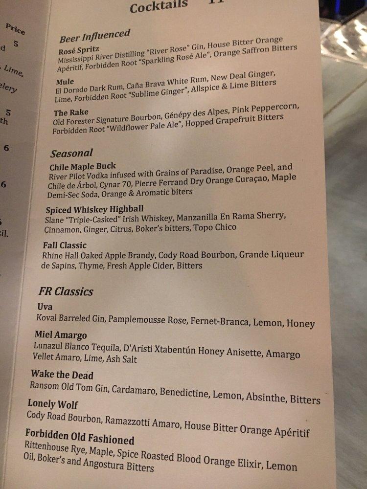 Menu at Forbidden Root pub & bar, Chicago