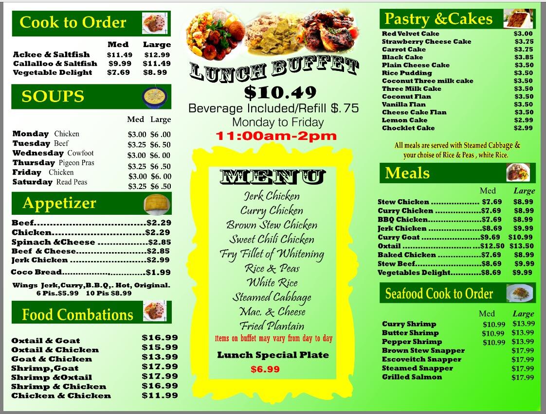 Menu at Jamaican Vibez( now open) place order on website for pick up ...