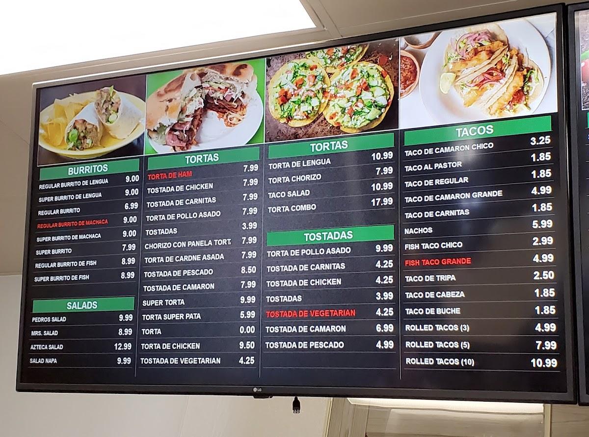 Menu at Pedro's Cocina restaurant, Dixon, Market Ln