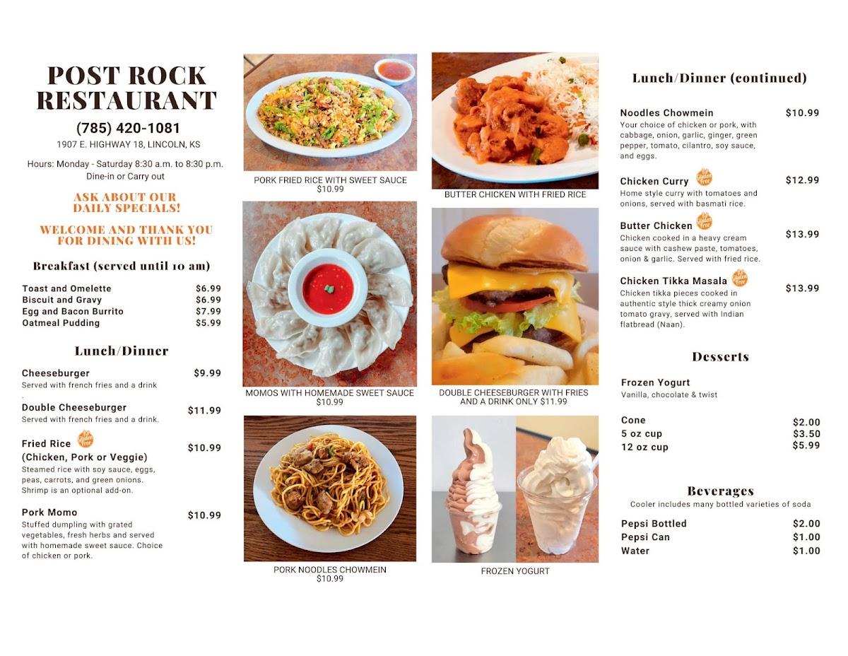 Menu at Post Rock Motel and Restaurant Lincoln Kansas, Lincoln