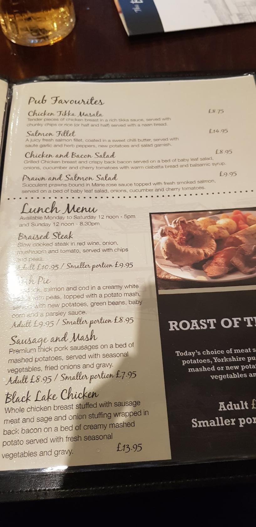 Menu at The Black Lake Inn pub & bar, Stoke-on-Trent