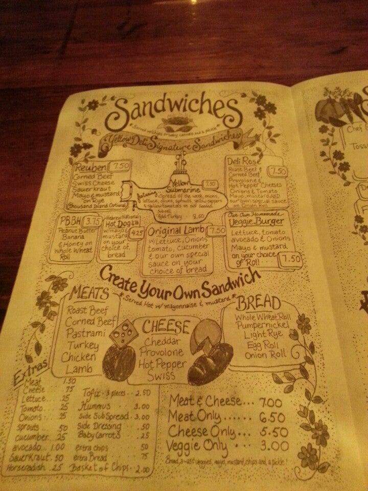 Menu at The Yellow Deli restaurant, Rutland