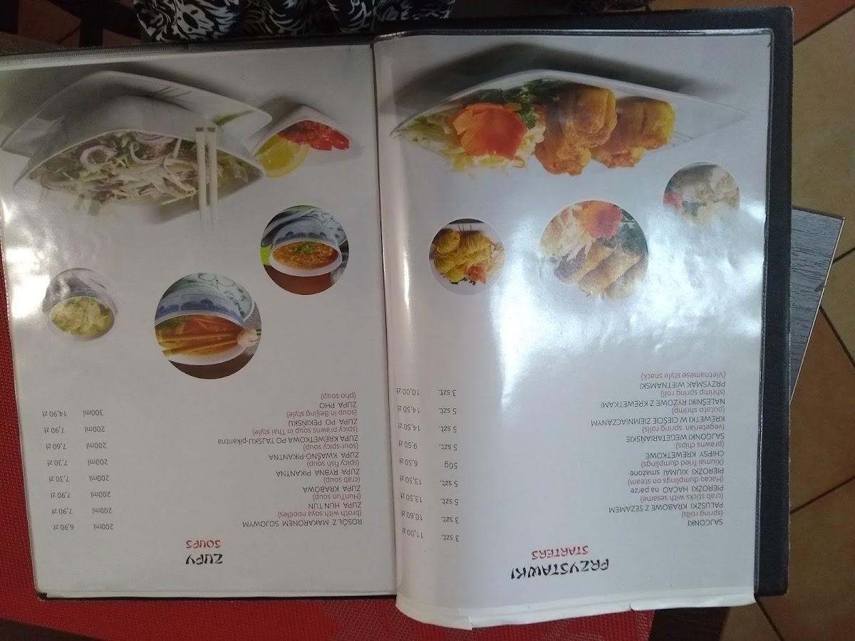 Menu at A Dong restaurant, Niepołomice