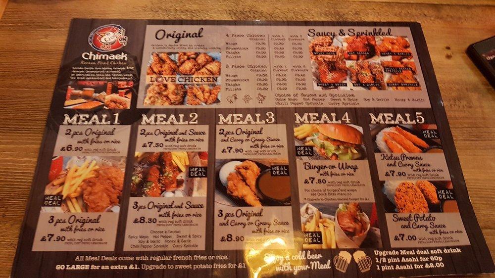 Carta del restaurante Chimaek, Manchester