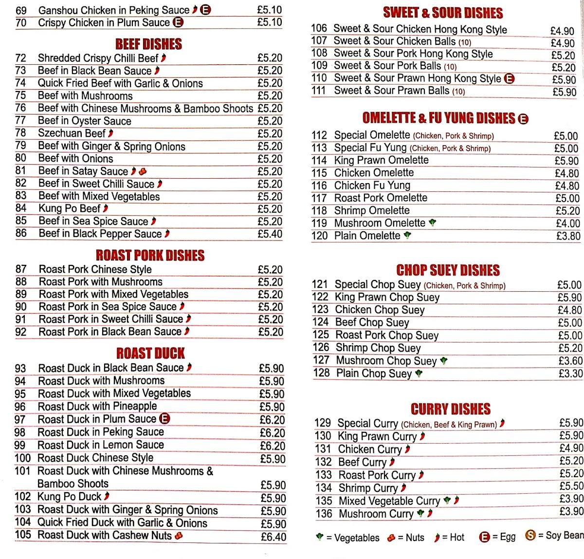Menu at Great Wall fast food, Ilford, 12 Roding Ln S