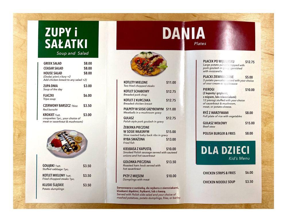 Menu at Polish Paczki Cafe, Chicago
