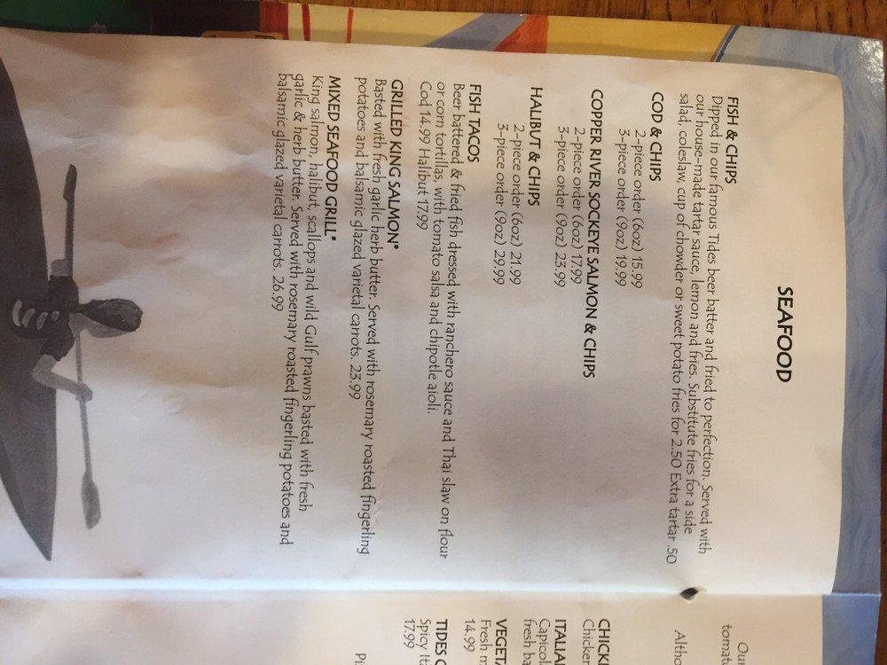 Menu at Tides Tavern pub & bar, Gig Harbor