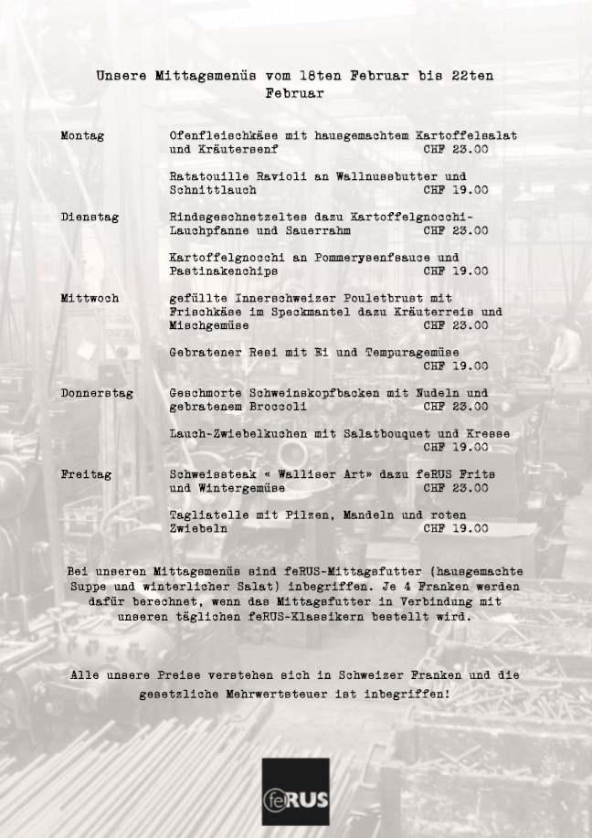 Menu at feRUS, Emmen