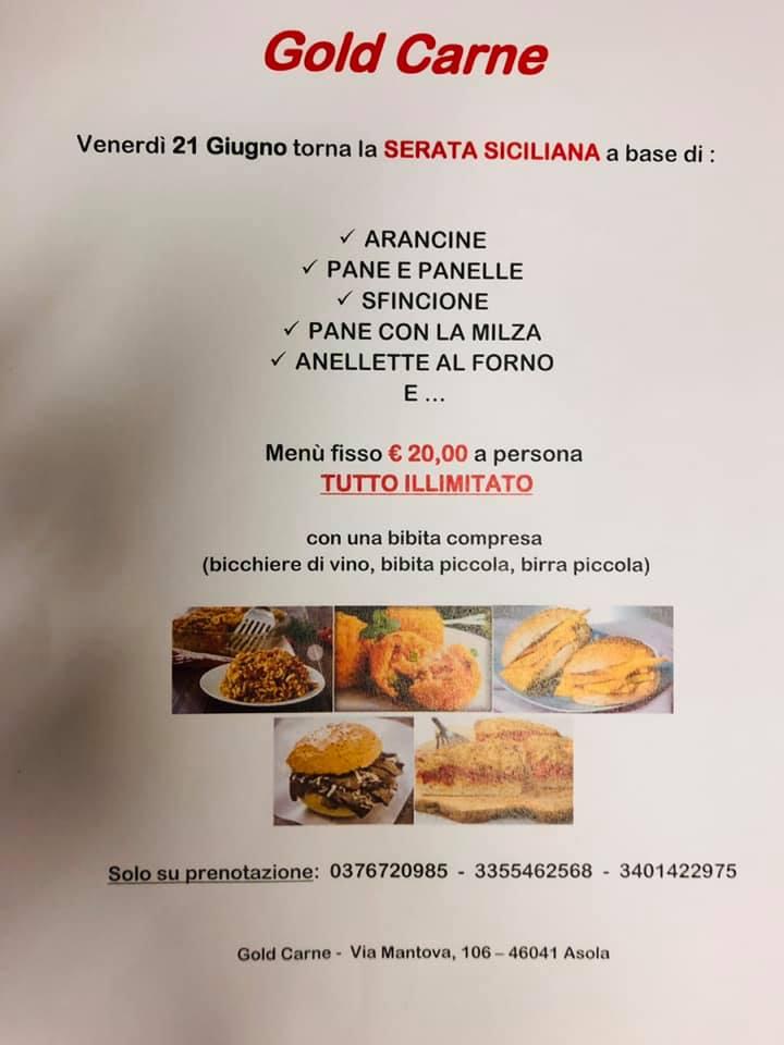 Speisekarte von Gold Carne restaurant, Asola