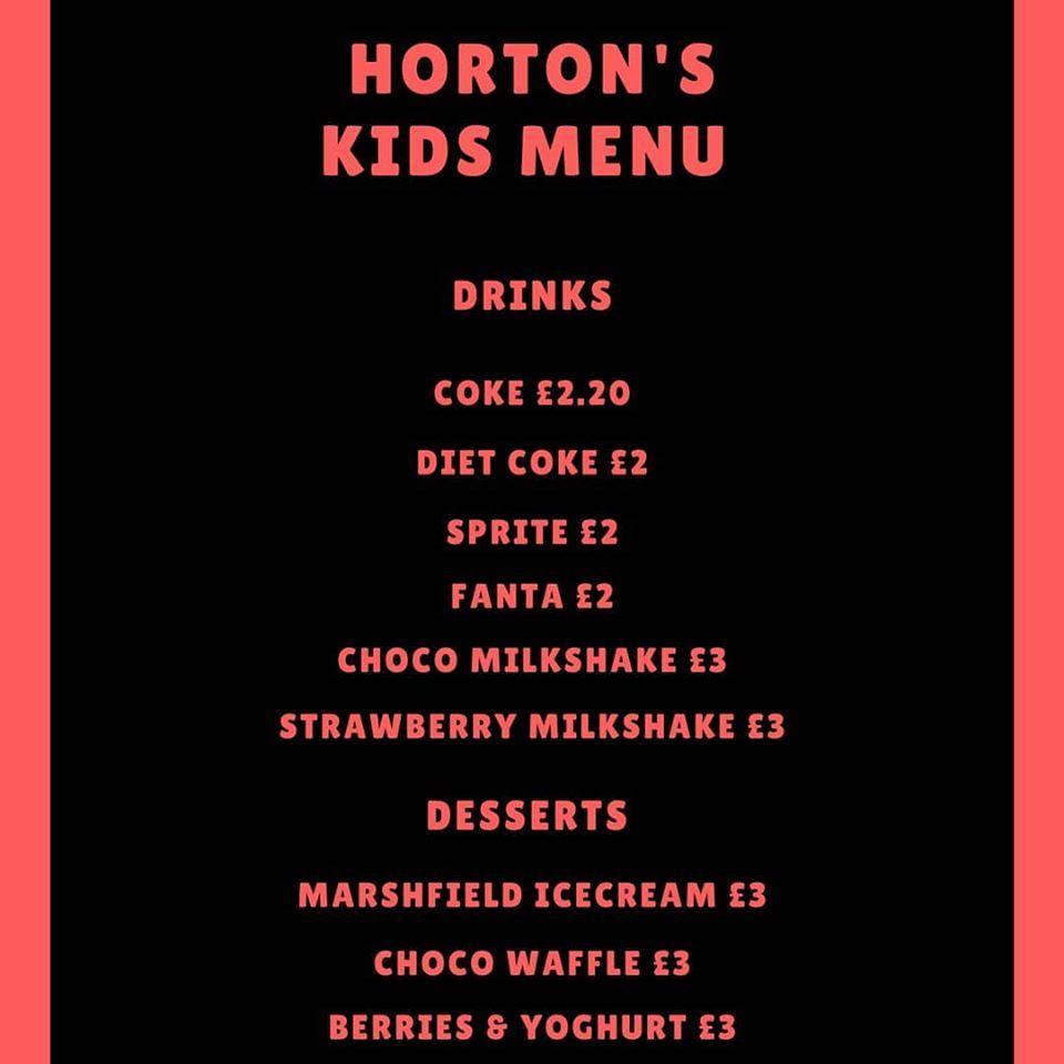 Menu at Horton's Lounge cafe, Newport
