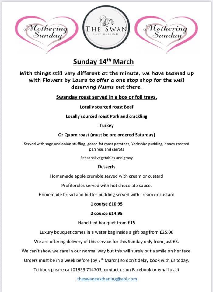 Menu at The Swan pub & bar, East Harling