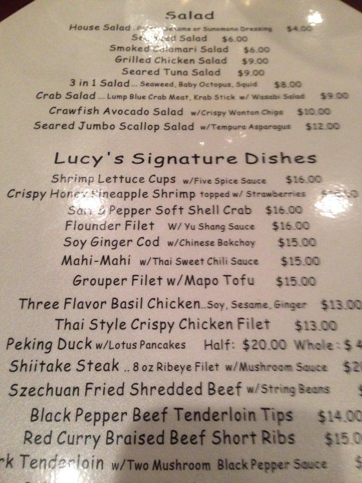 Menu at Azu Lucy Ho's restaurant, Tallahassee