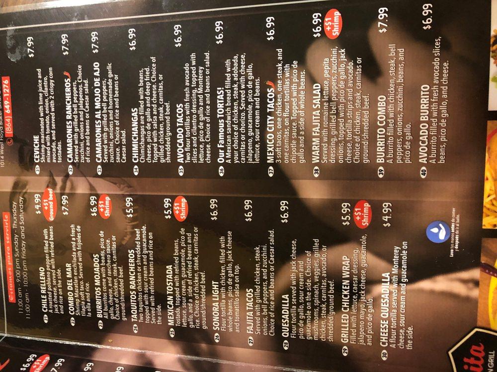 Menu at Frida’s House restaurant, Gaffney