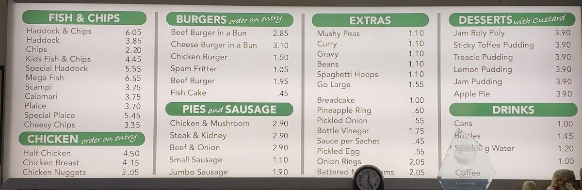 Menu at Olivers Fish Shop & Restaurant, Harrogate