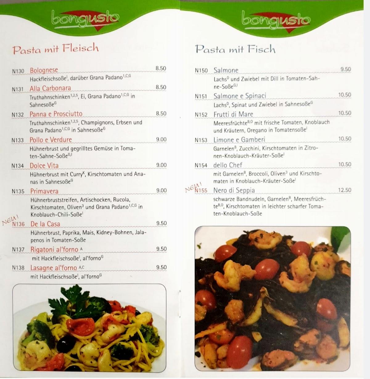 Speisekarte von bongusto Lieferservice pizza, Passau