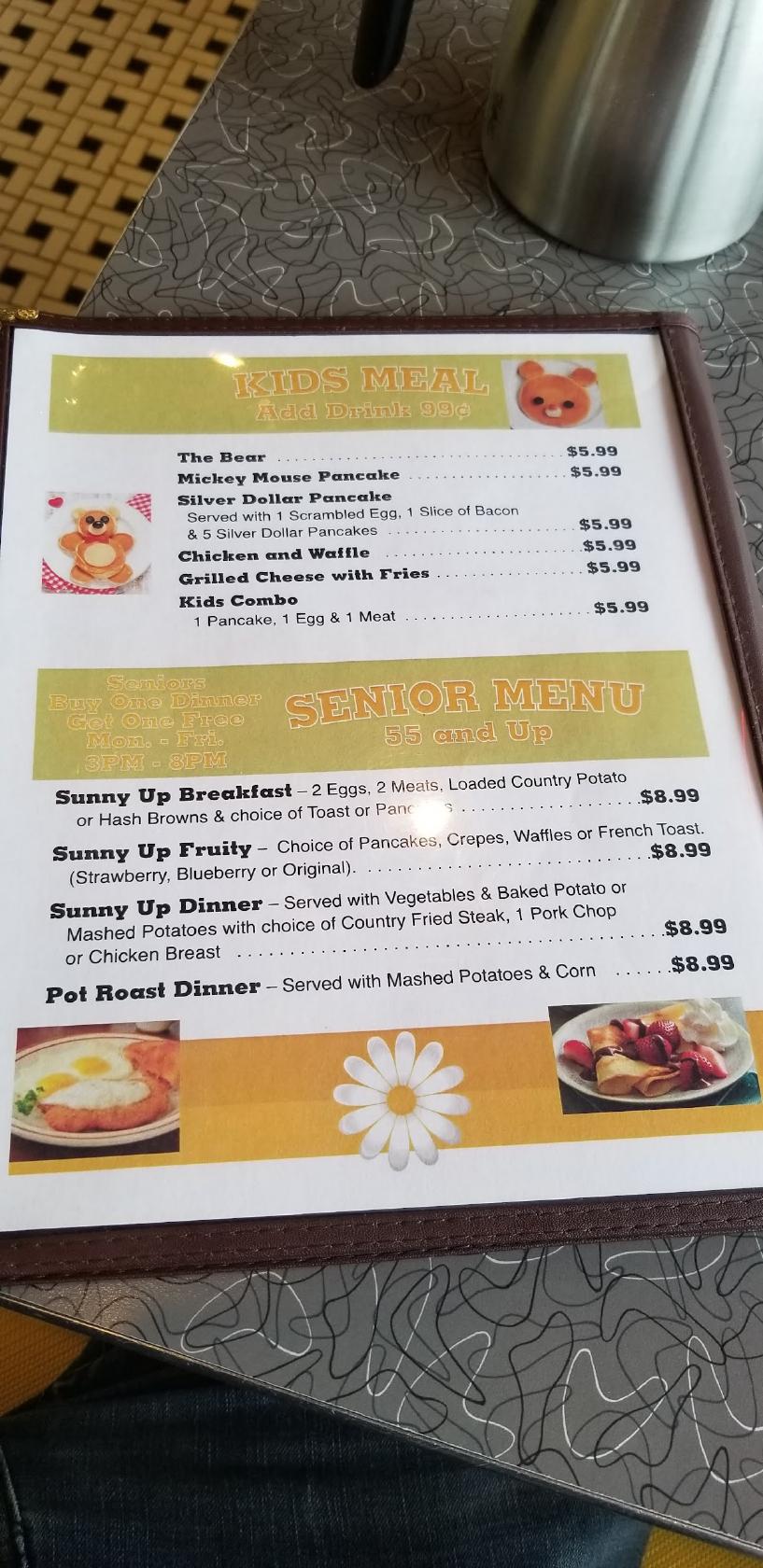 Menu at SUNNY SIDE UP RESTAURANT, Elmwood