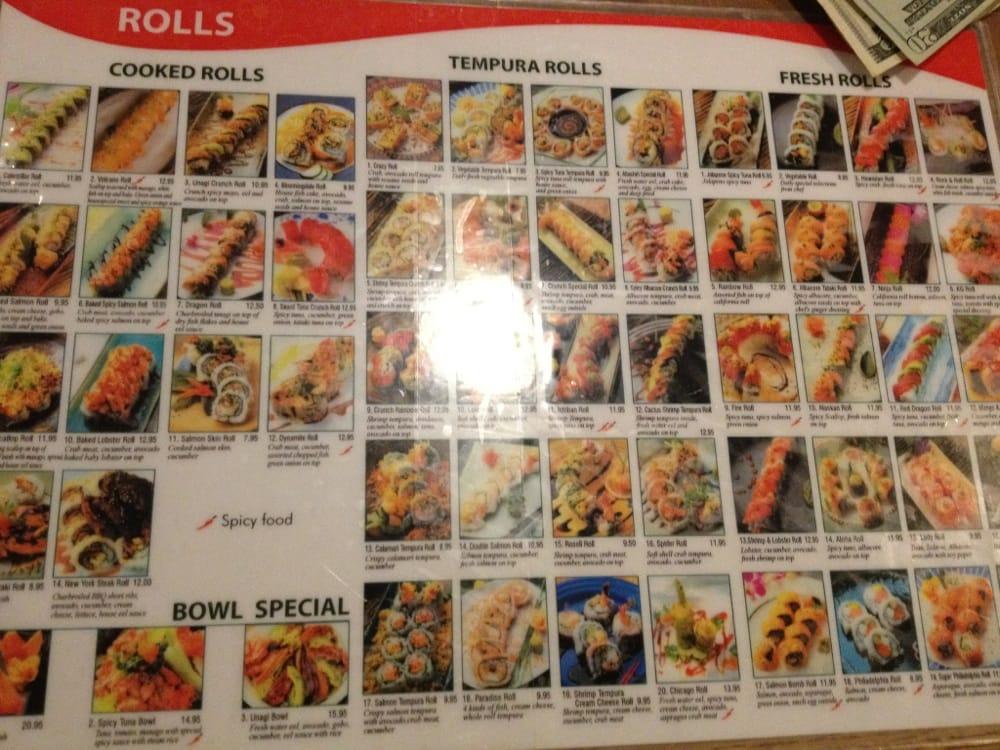 Menu at Abashiri Japanese Restaurant, Bloomingdale