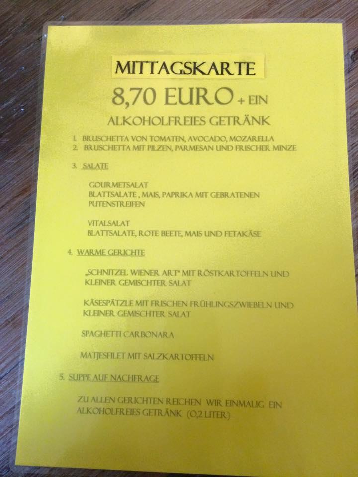 Menu at Bei Marcus restaurant, Garmisch-Partenkirchen, Fürstenstraße 3
