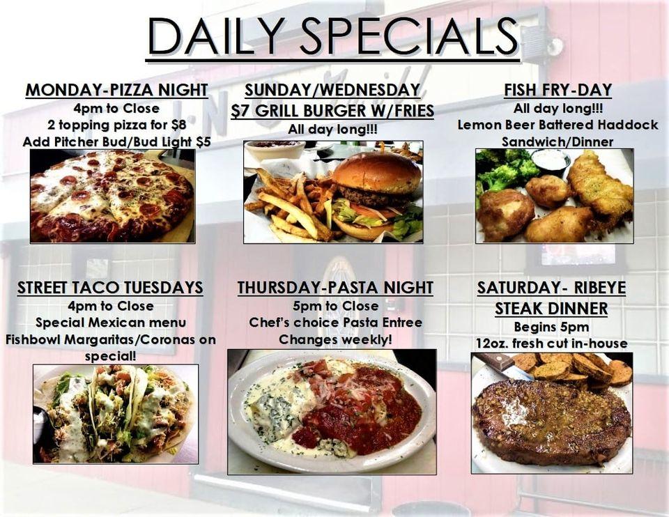 Menu at J-N-G Grill pub & bar, New Philadelphia