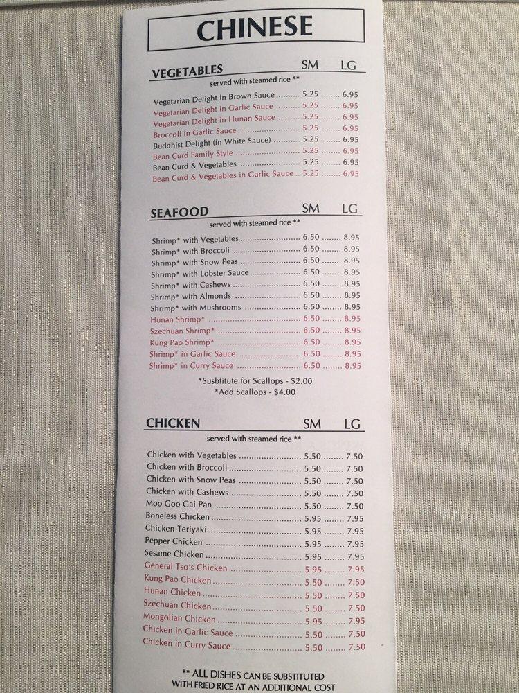 Menu at Jin's Hibachi & Chinese restaurant, Columbia