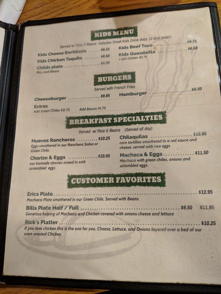 Menu at Lupe's Restaurant, Saddlebrooke
