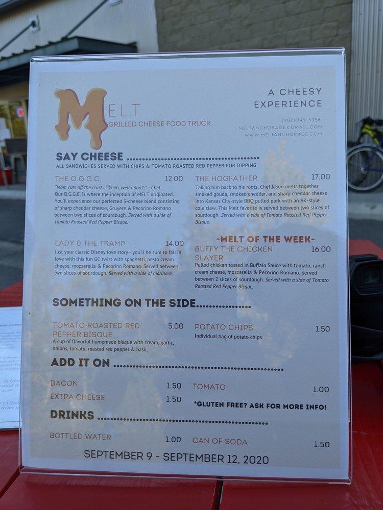 Menu at Melt, Anchorage