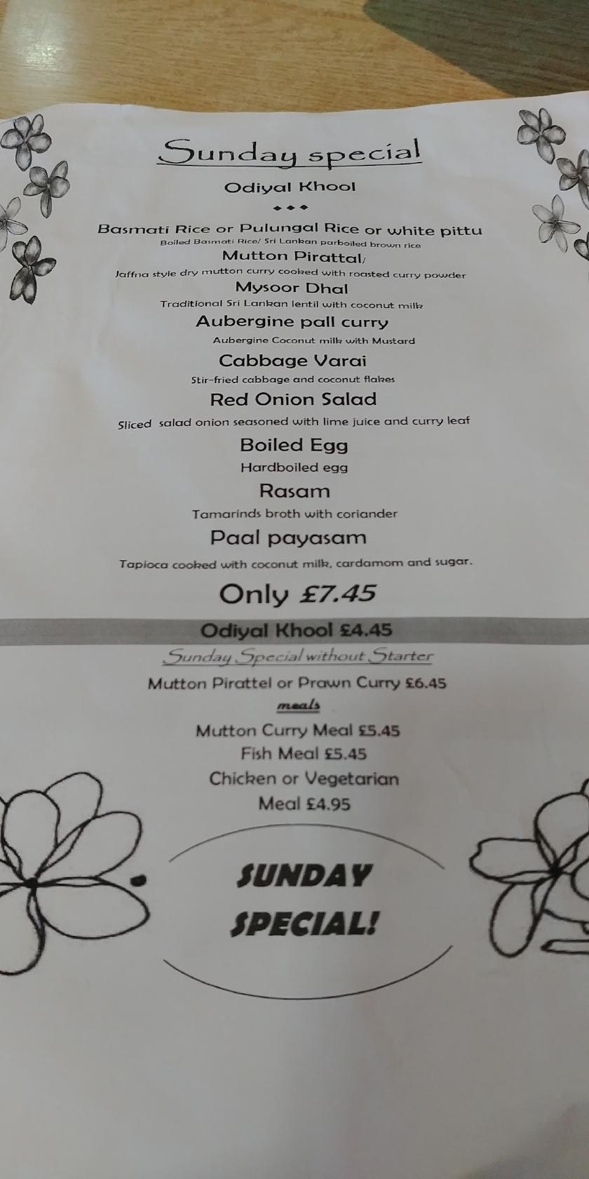 Menu at Sambal Kitchen & Diner restaurant, London