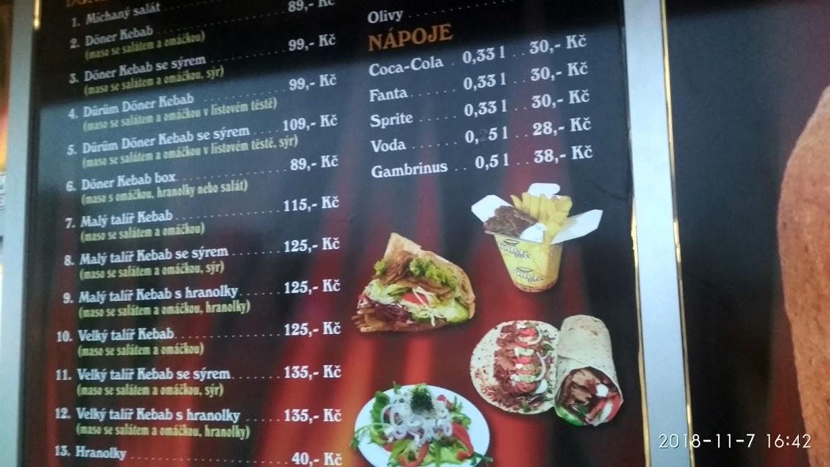 Menu at Kebab House 2 restaurant, Czech Republic, Havlíčkova 882