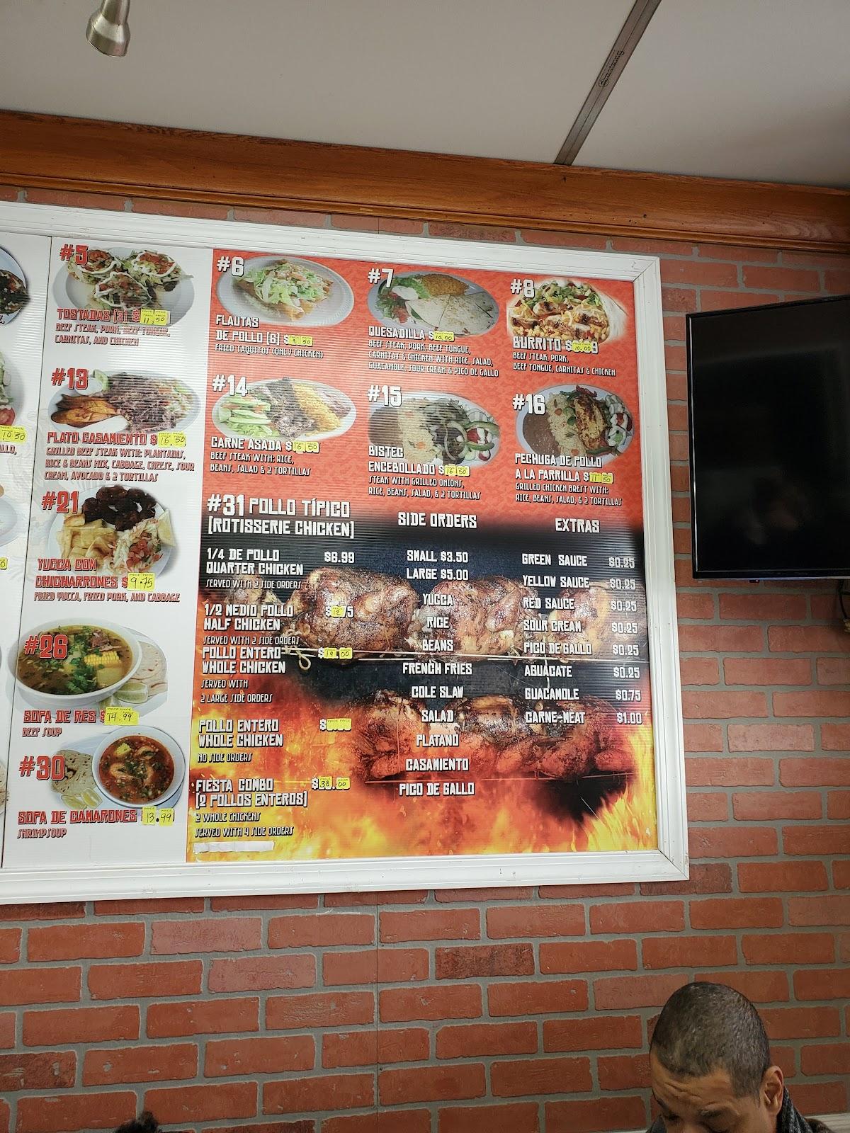 Menu at Pollo Tipico restaurant, Lanham
