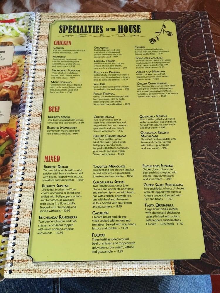 Menu at Rodeo Grande restaurant, Roanoke