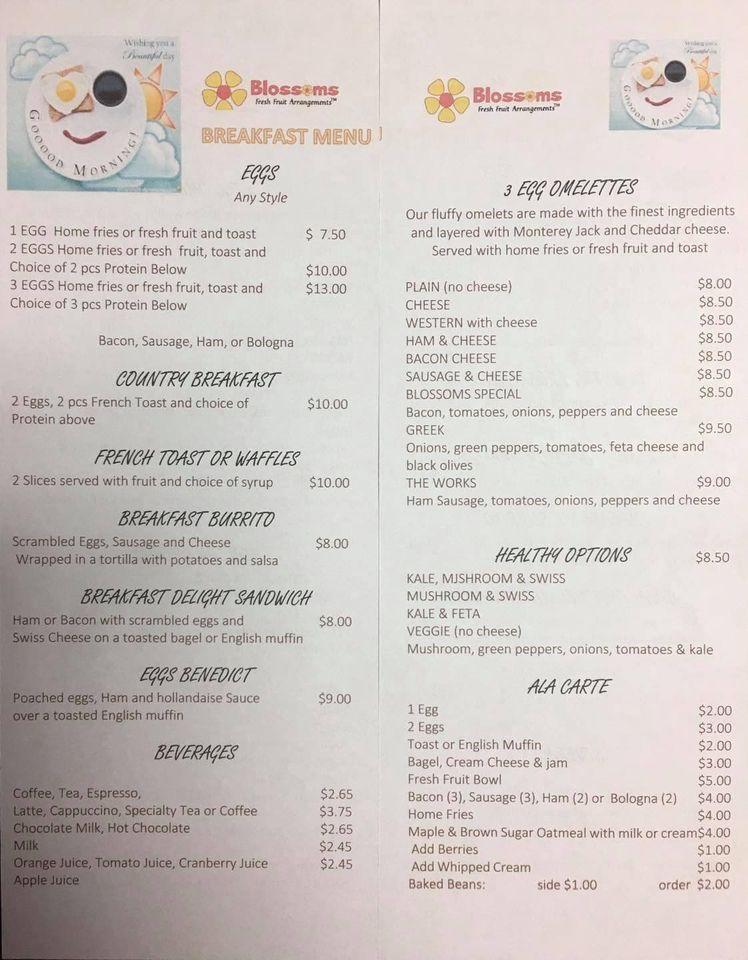 Menu at Elliot Lake Blossoms, Elliot Lake