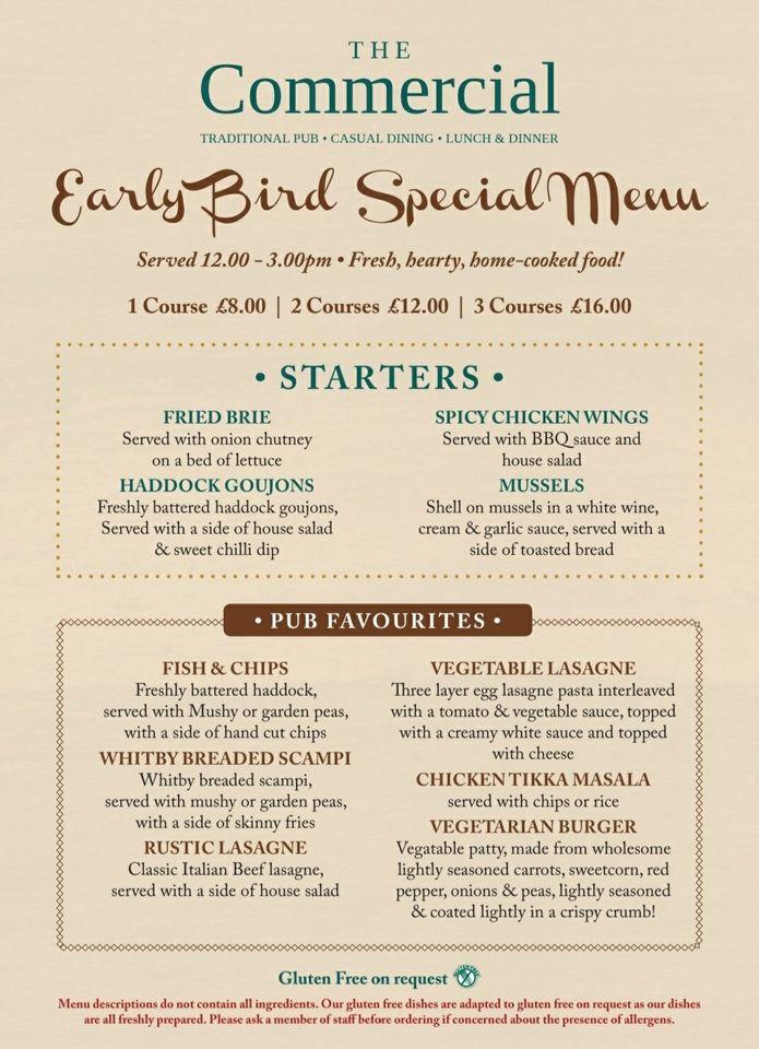 Menu at The Commercial pub & bar, Easingwold, Market Place