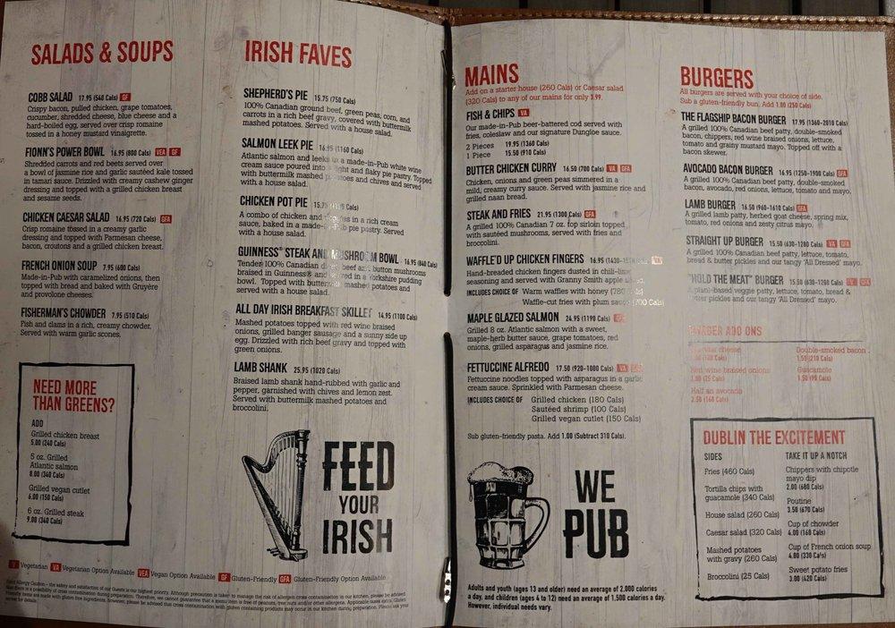 Menu at Tir Nan Og pub & bar, Kingston