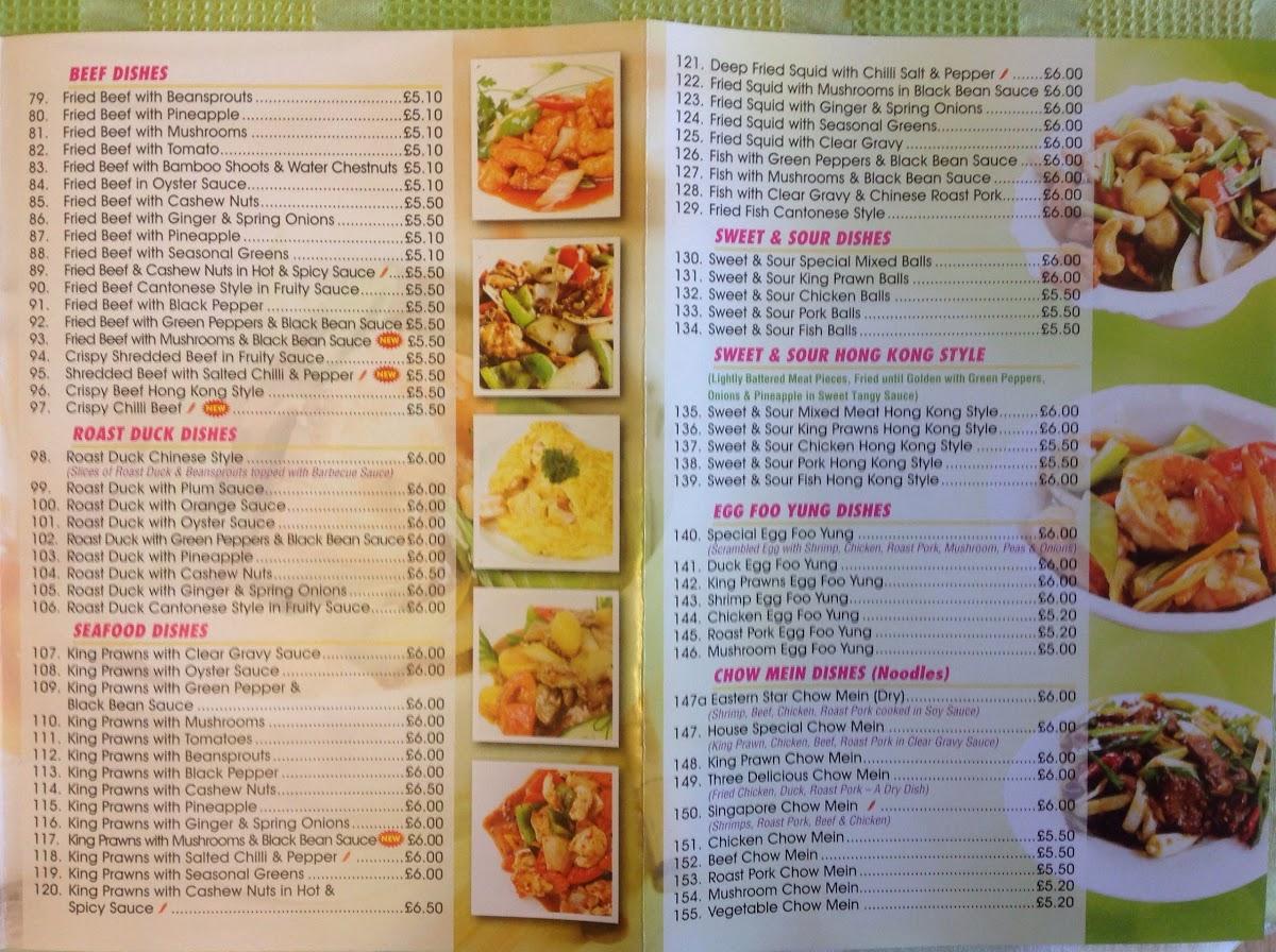 Menu at Eastern Star fast food, Coventry