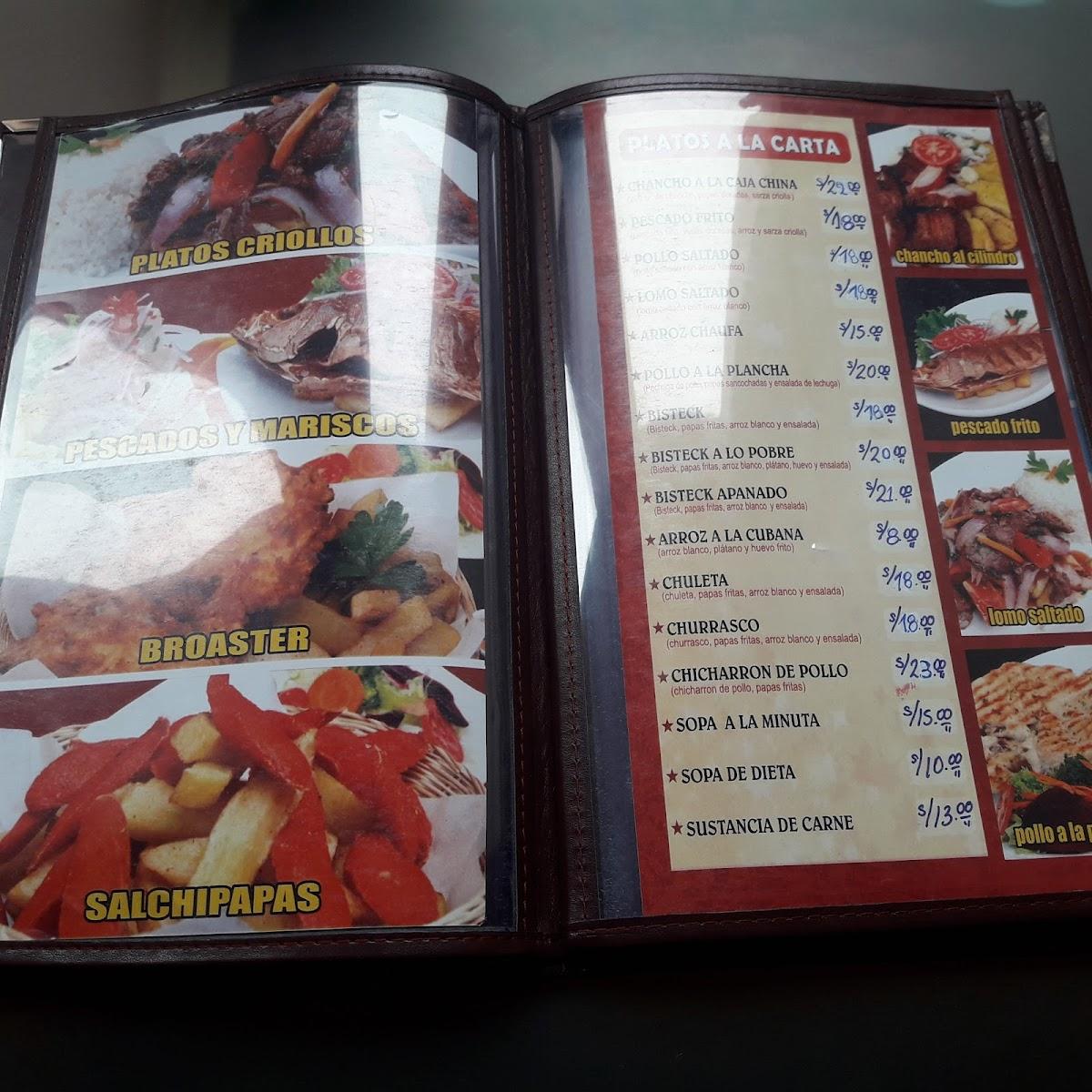 Menu at Tim Perú restaurant, Independencia