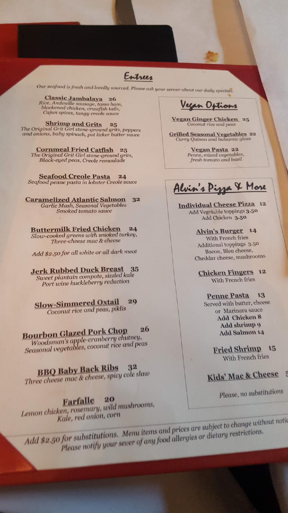 Menu at Alvin & Friends restaurant, New Rochelle