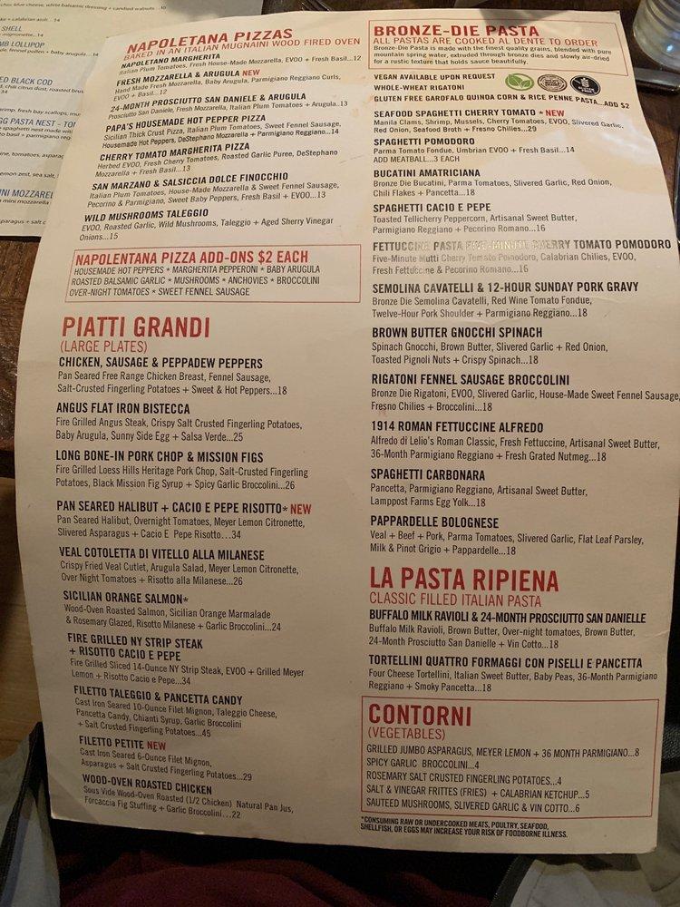 Menu at Aqua Pazzo restaurant, Boardman