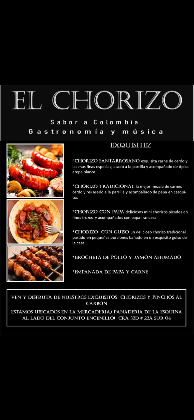 Menu at El chorizo restaurant, Neiva