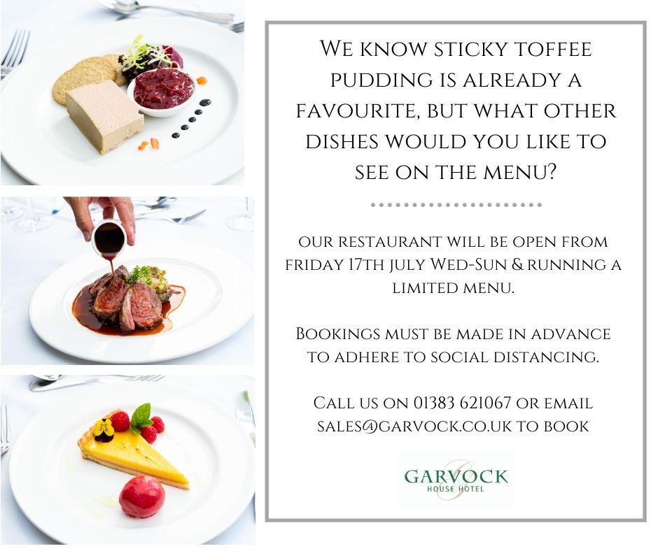 Menu at Garvock House Hotel restaurant, Dunfermline