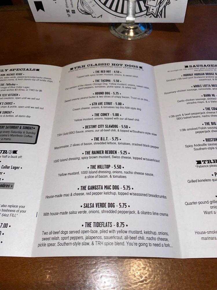 Menu at The Red Hot pub & bar, Tacoma, 6th Ave
