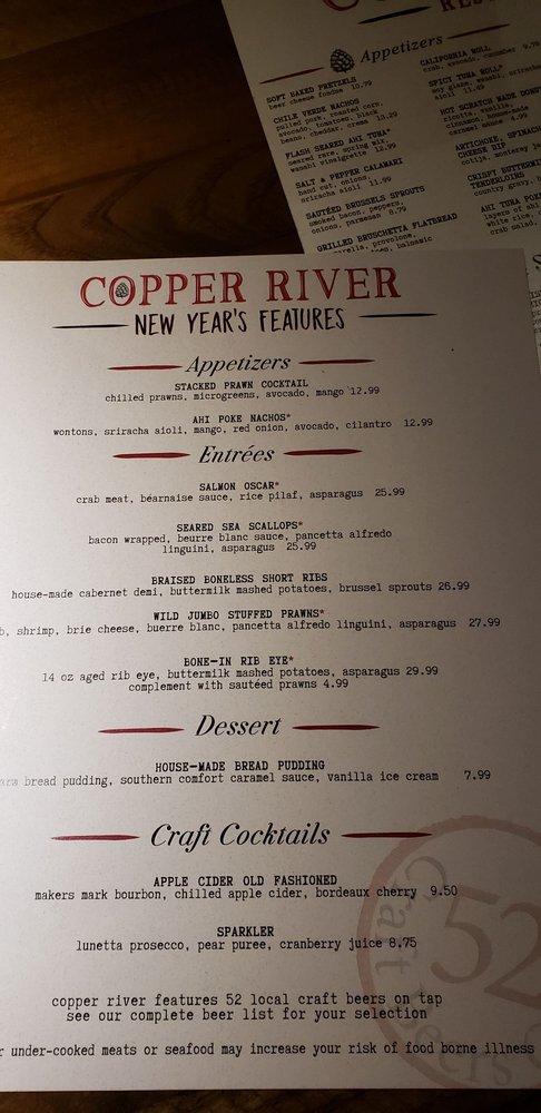 Menu at Copper River Restaurant & Bar, Hillsboro