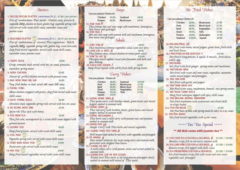 Menu at Ma Ma Thai Newark restaurant, Newark-on-Trent