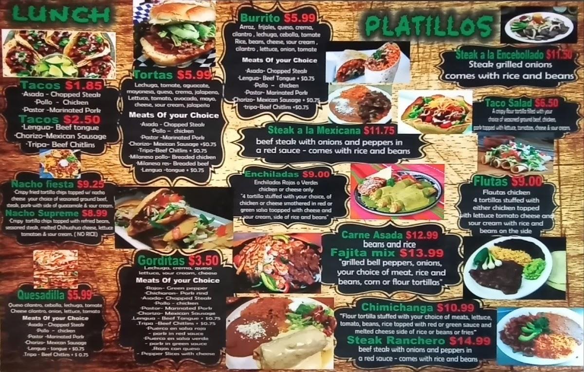 Menu at El Nopal Mexican Food LLC restaurant, Goshen