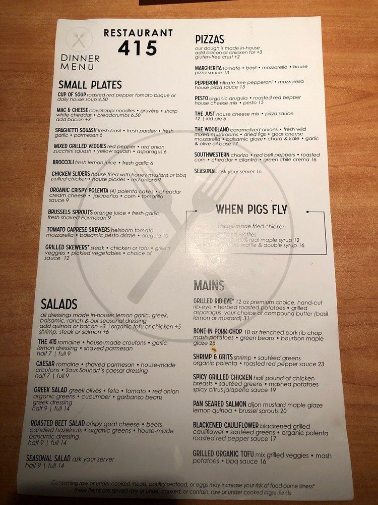 Menu at 415 pub & bar, Fort Collins